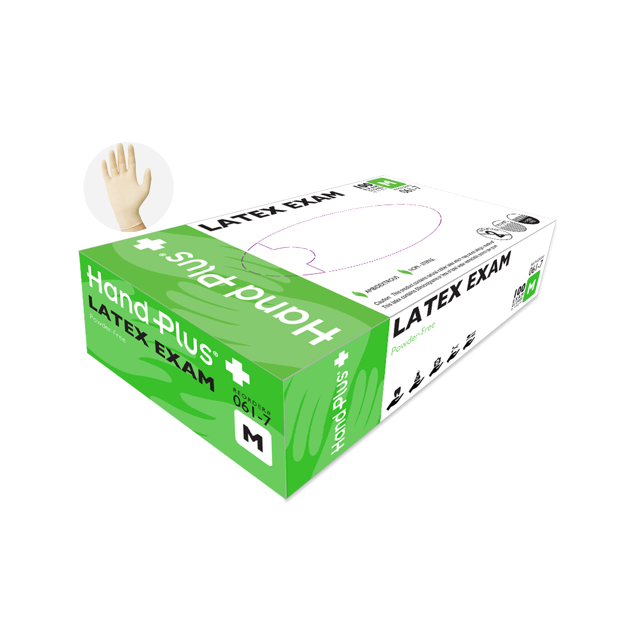 HandPlus Latex Exam Gloves – Powder-Free (Box) – Unimed Medical Supply